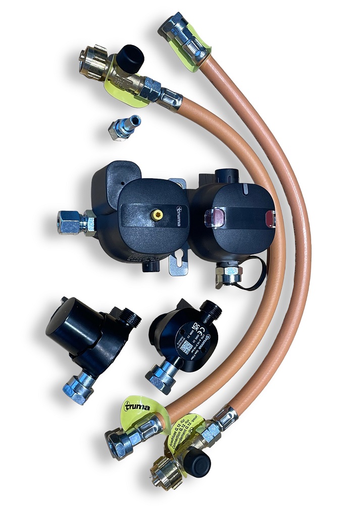 Truma Duocontrol CS kit, 30mbar, pystysuora Säädin ja pullonvaihtaja CS ...